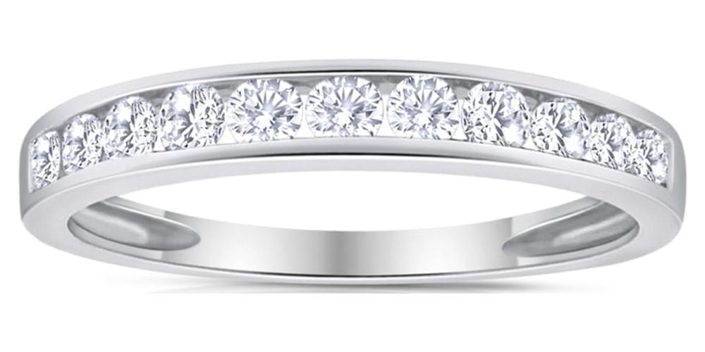 Inara Diamond's 10k White Gold Wedding Band, 1/2ctw Channel Set ...