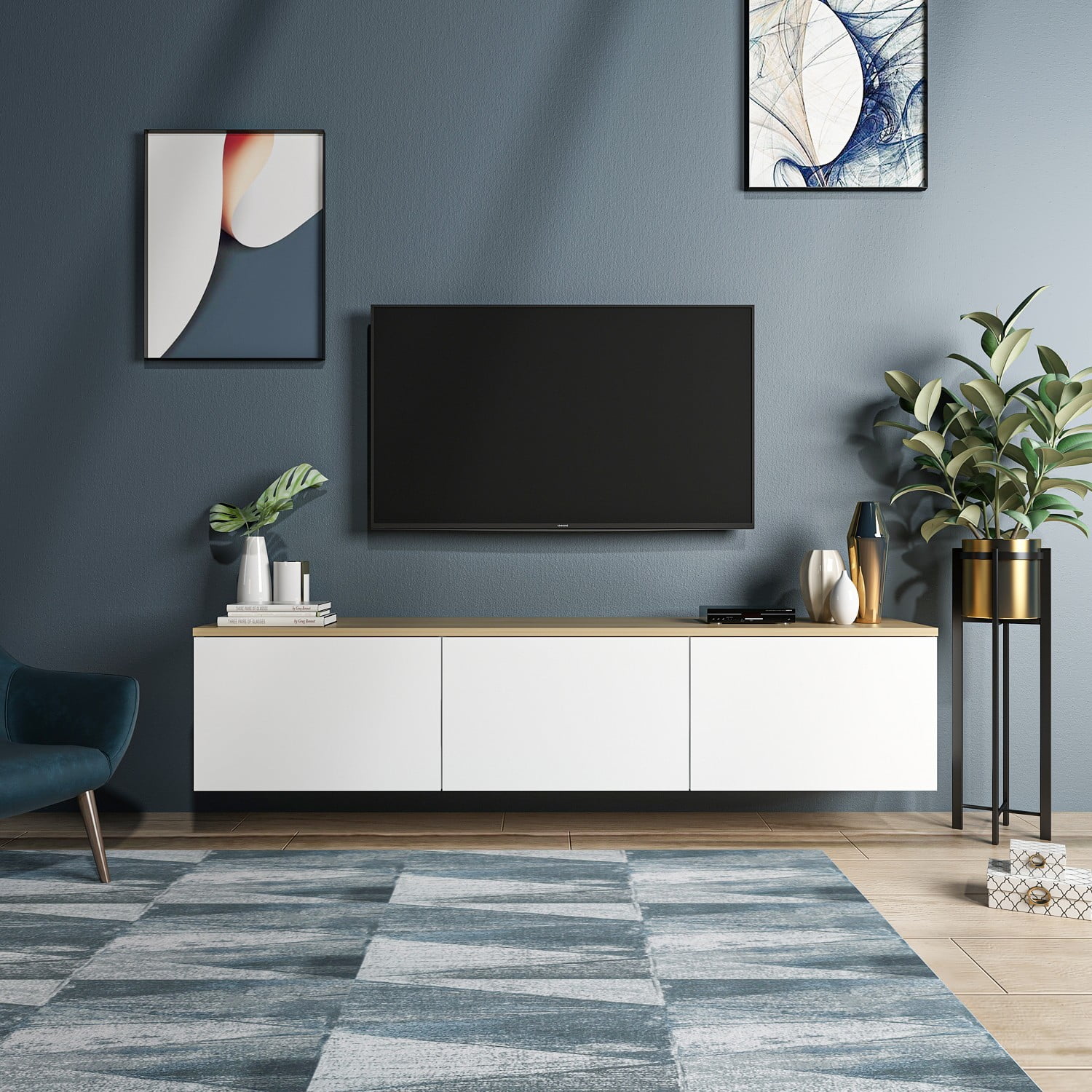 Inarch-Neon -White, Oak-TV Stand - Walmart.com