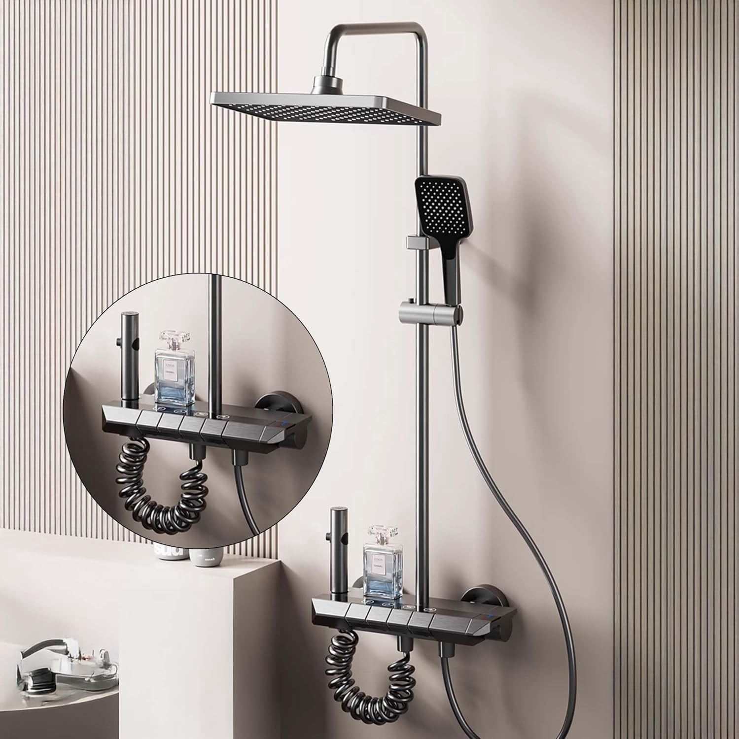 Inart Shower Panel For Bathroom Wall Mixer 3 In 1 Shower Set Luxury ...