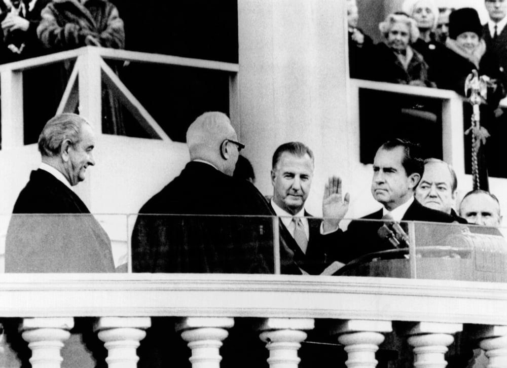Inauguration Of Richard Nixon. L-R Outgoing Pres. Lyndon Johnson Chief ...
