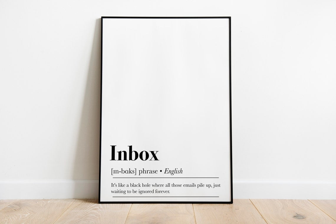 Inbox Definition Print, Home Office Wall Art, Funny Printable Wall Art ...