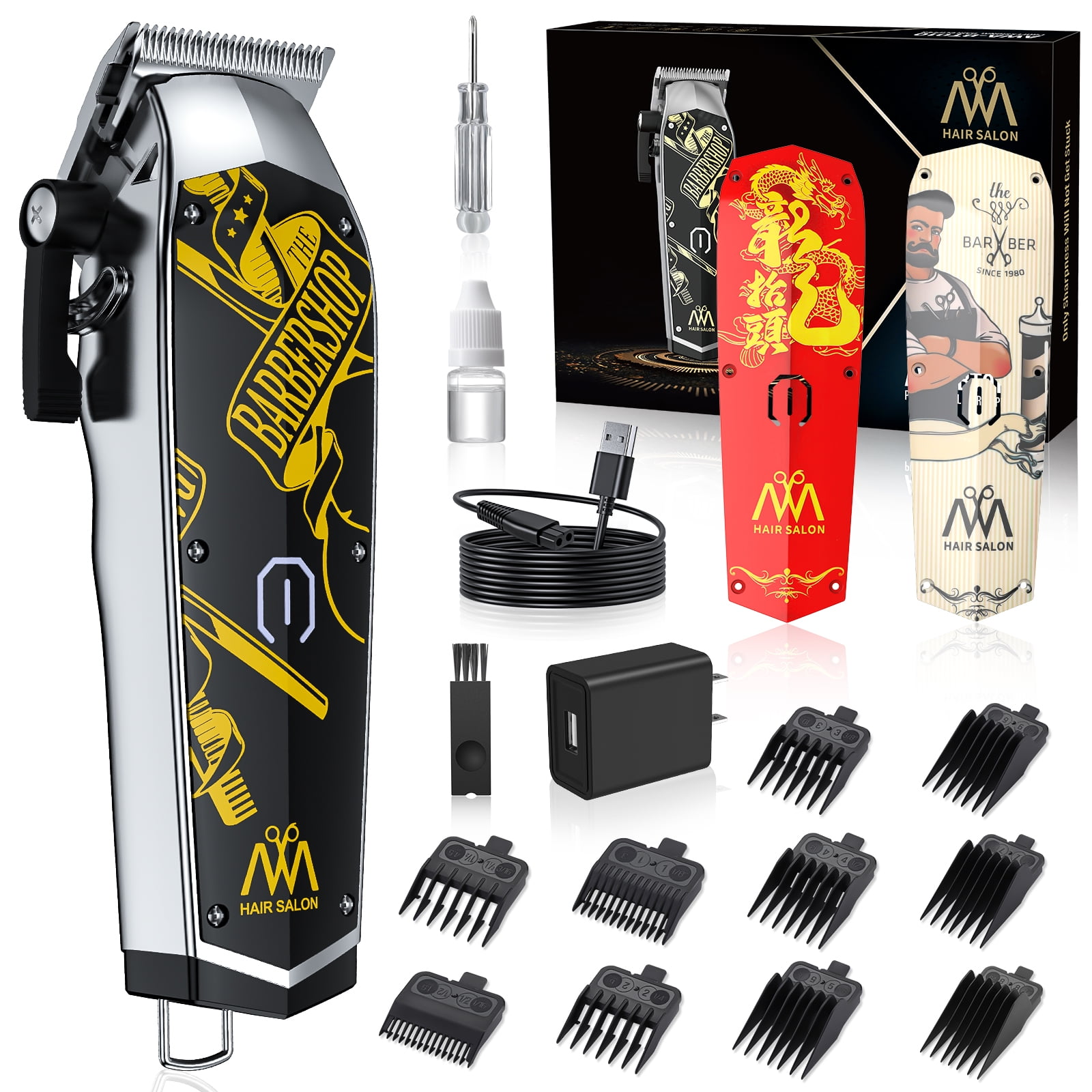 Inbuty Men’s Professional Hair Clipper Set, Cordless, Electric, Barber ...