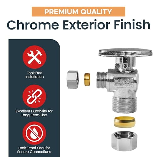 Inc - /2 inch Compression Angle Stop Shut-Off Valve - /4 Turn Multi ...