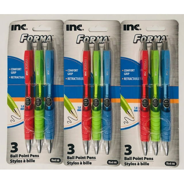 Inc. Forma Ball Point Retractable Pens, Black Ink, Multi Colored Neon ...
