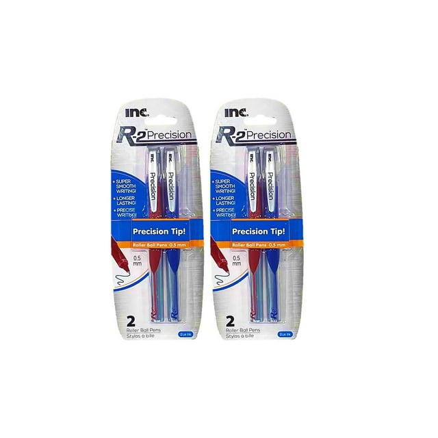 Inc R-2 Precision 0.5 Roller Ball Pens, 2 Pack, 4 Count Total, Blue Ink ...