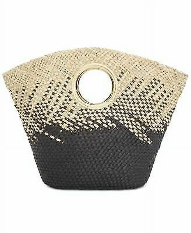 Inc Straw Two-Tone Large Straw Bag Summer Beach Tote Bag Title: Black ...