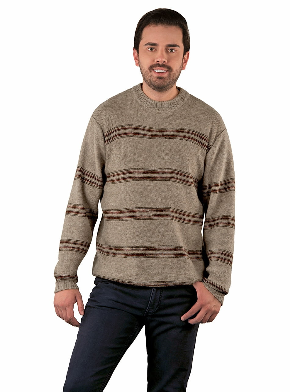 Inca Fashions - Baja Crewneck Striped Alpaca Wool Pullover for Men ...