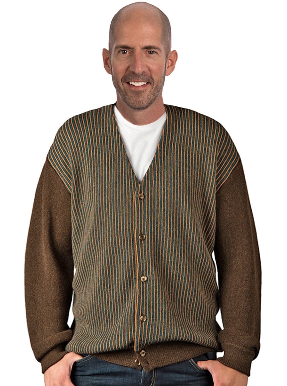 Inca Fashions - Men’s Pin-Striped Alpaca Button Down Cardigan – 100% ...