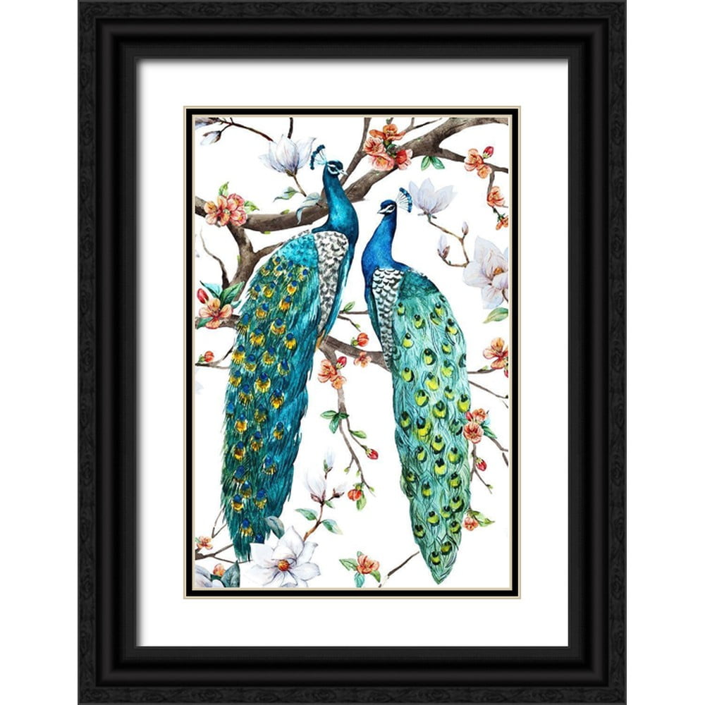 Incado 17x24 Black Ornate Wood Framed with Double Matting Museum Art ...