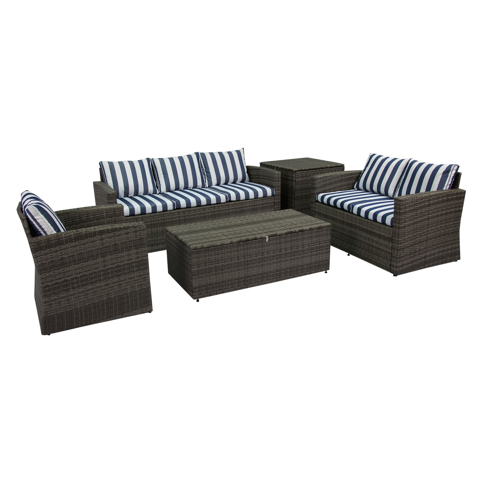Incadozo Rio All-Weather Wicker 5 Piece Modern Patio Conversation Set ...