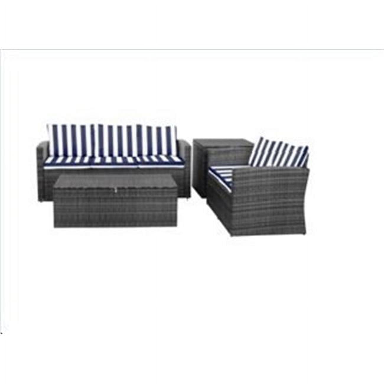 Incadozo Rio Wicker 4 Piece Patio Conversation Set with Storage ...