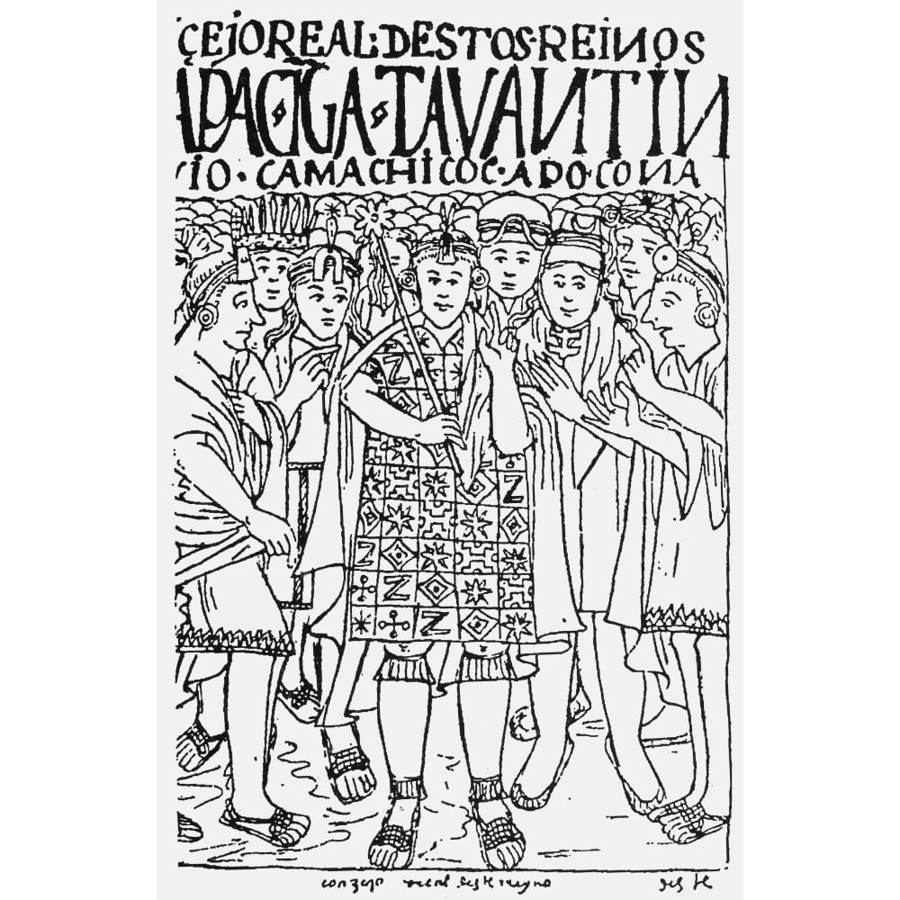 Incan King & Council 1583. Nan Incan King Surrounded By Members Of His ...