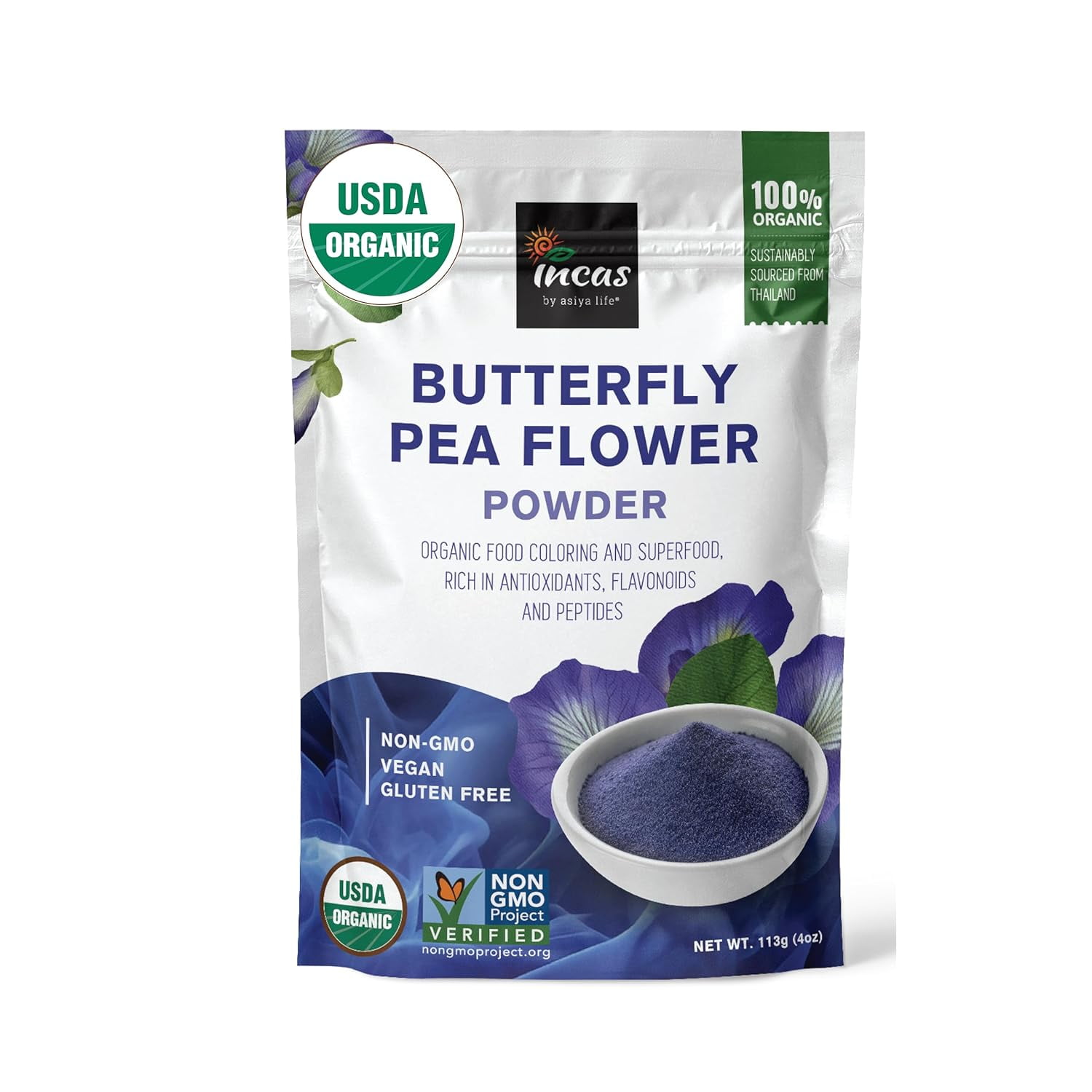 Incas Butterfly Pea Flower Tea Powder, Blue Matcha, 4 oz - Walmart.com