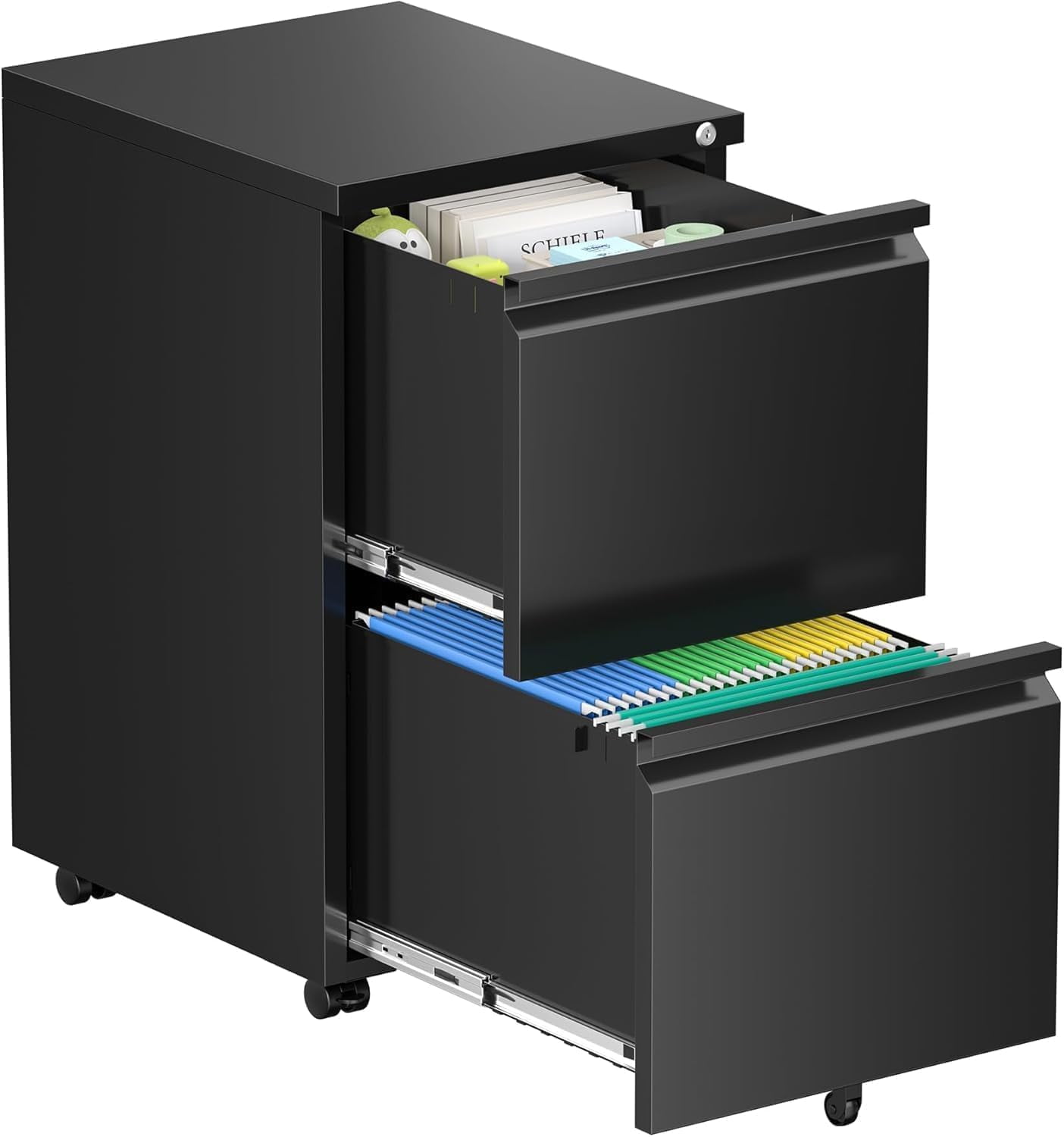 Incbruce 2 Drawer Locking Mobile File Cabinet on Wheels, Heavy Duty ...