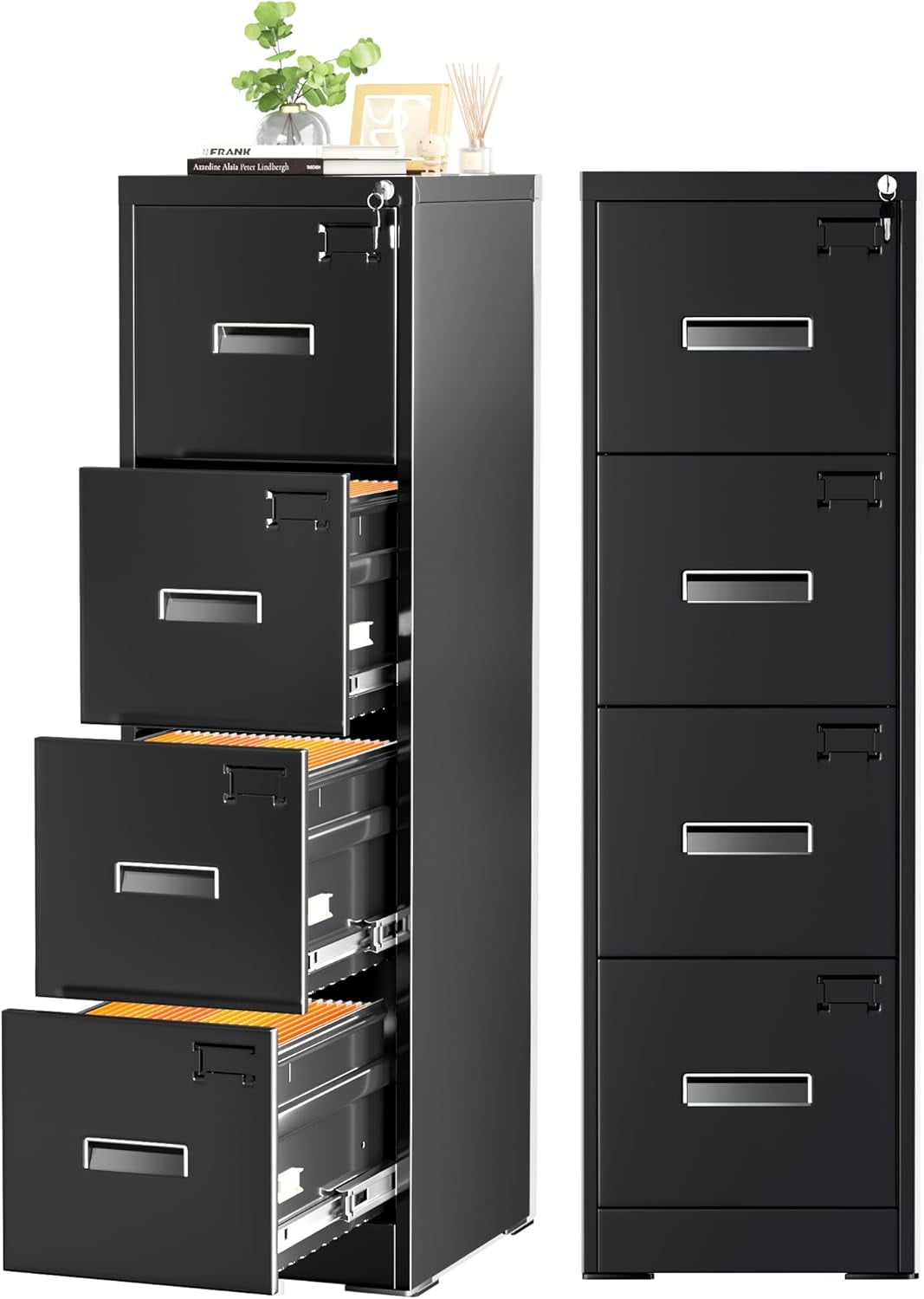 Incbruce 4 Drawer File Cabinet, Metal File Storage Cabinet with Lock ...