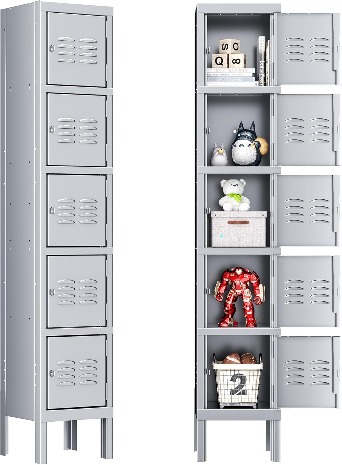 Incbruce 5 Doors Locker Storage Cabinet, Tall Lockers for Employees ...
