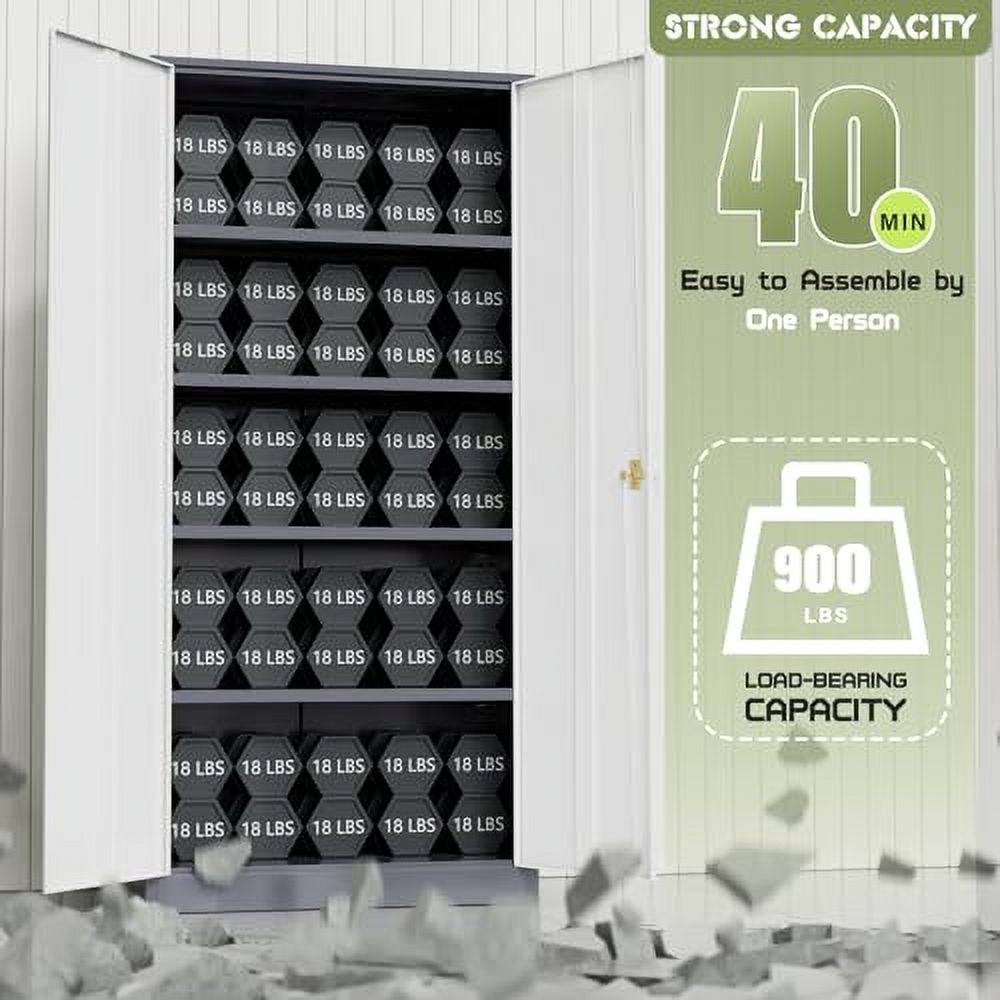 Incbruce 72” Metal Storage Cabinet, Tall Locking Steel Storage Cabinet ...