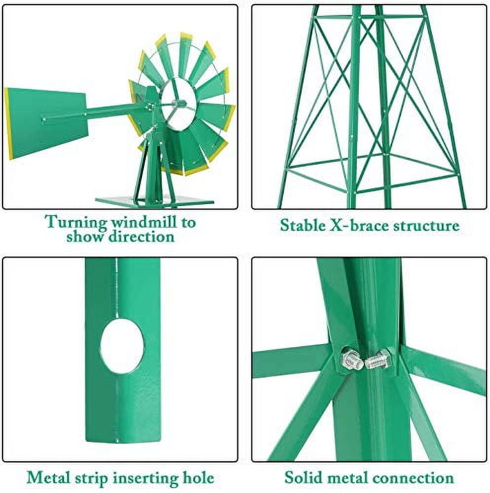 Incbruce 8FT Ornamental Windmill, Weather Resistant Outdoor Metal ...