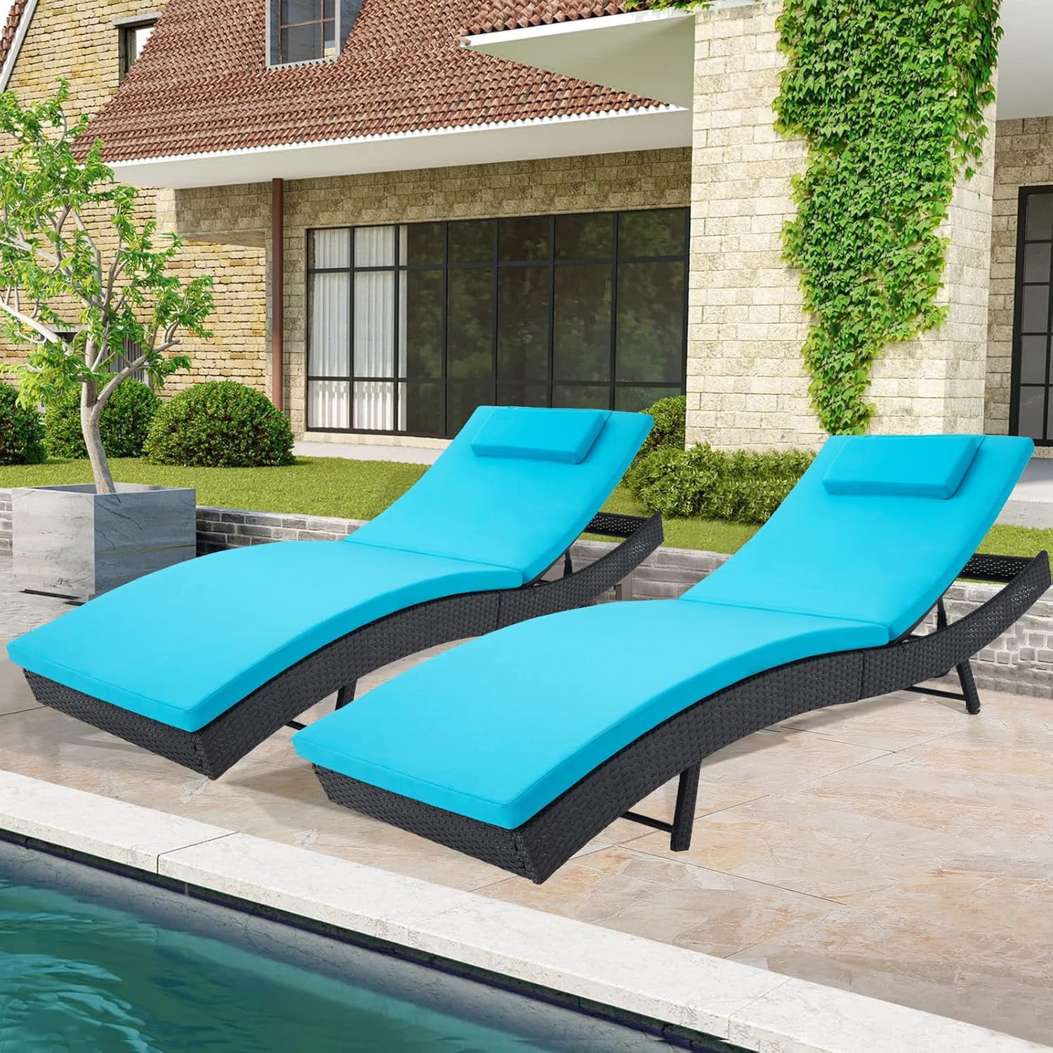 Incbruce Patio Chaise Lounge Chairs Set, Outdoor Reclining Chaise with ...