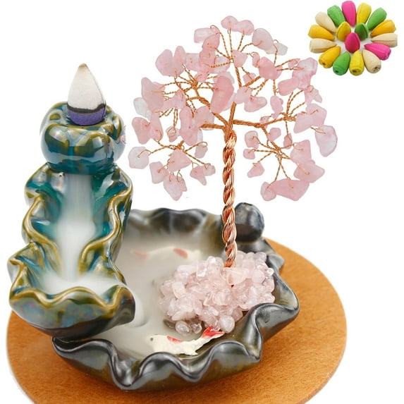 Incense Burner, Crystal Tree Incense Waterfall Fountain, Cone Incense ...