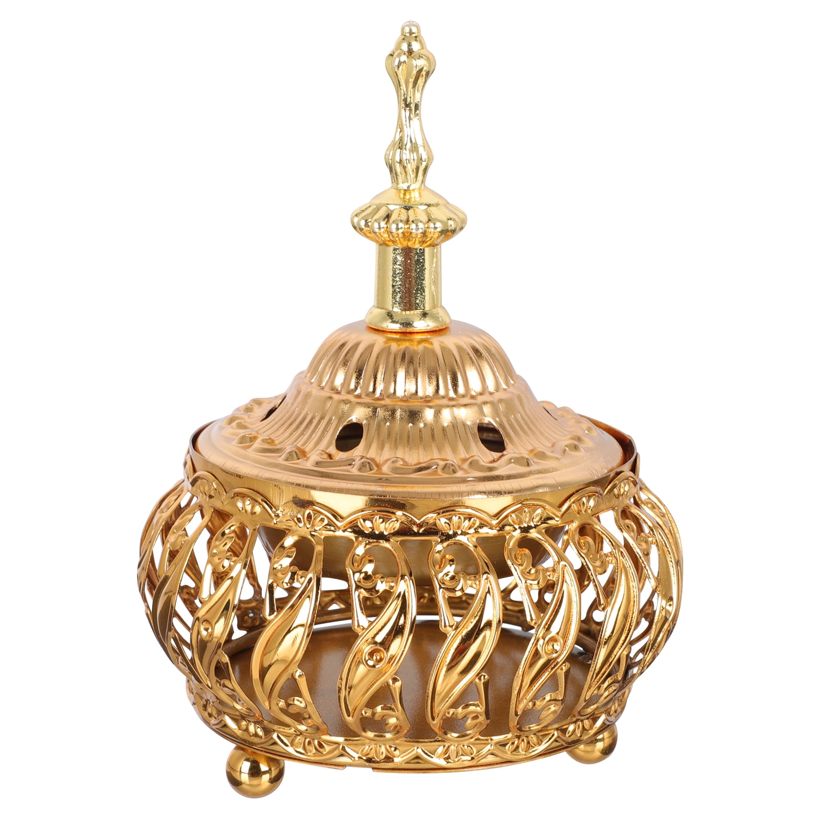 Incense Burner Holder Sticks Metal Golden Cones Coils Lid Censer ...