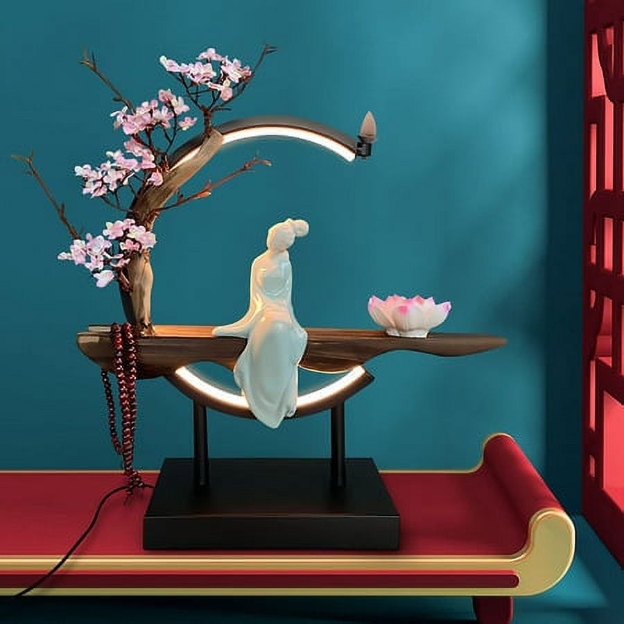 Incense Burner LED Light Backflow Waterfall Incense Burner Smoke Censer ...