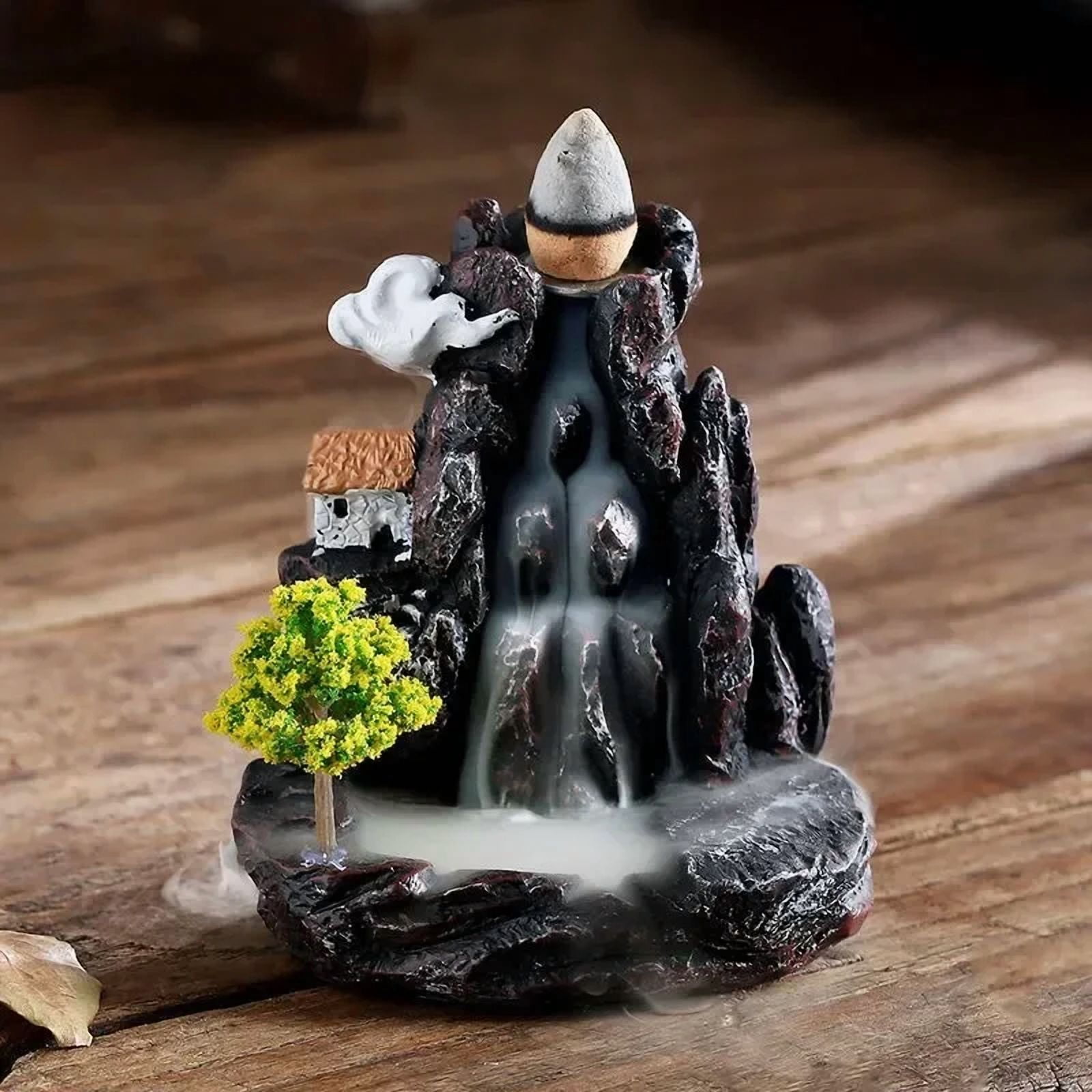 Incense Burner Mountains River Waterfall Fragrance Fireplace Backflow ...