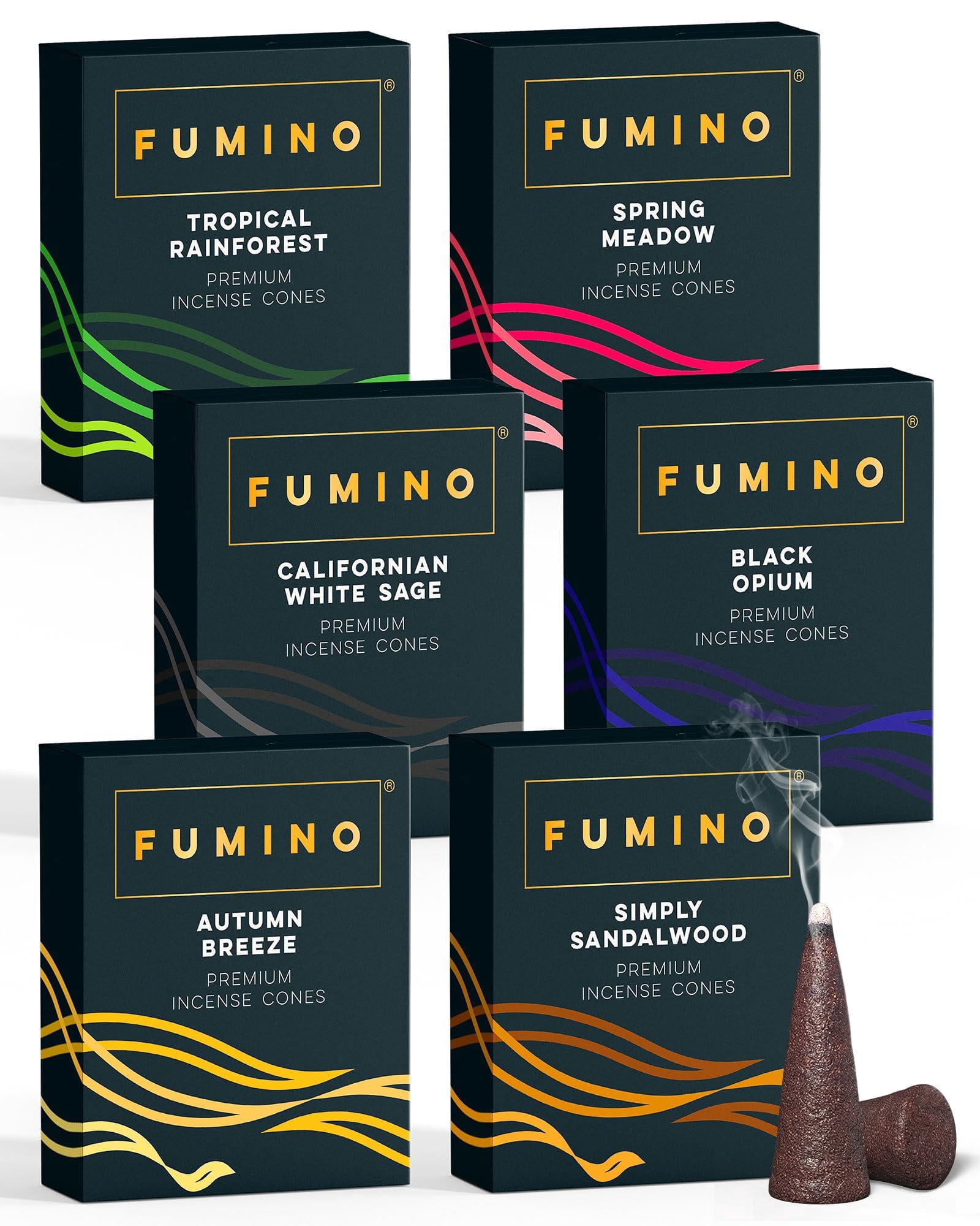 Incense Cones Fumino Fresh Multipack Essentials Bundle 6 Boxes 90 ...