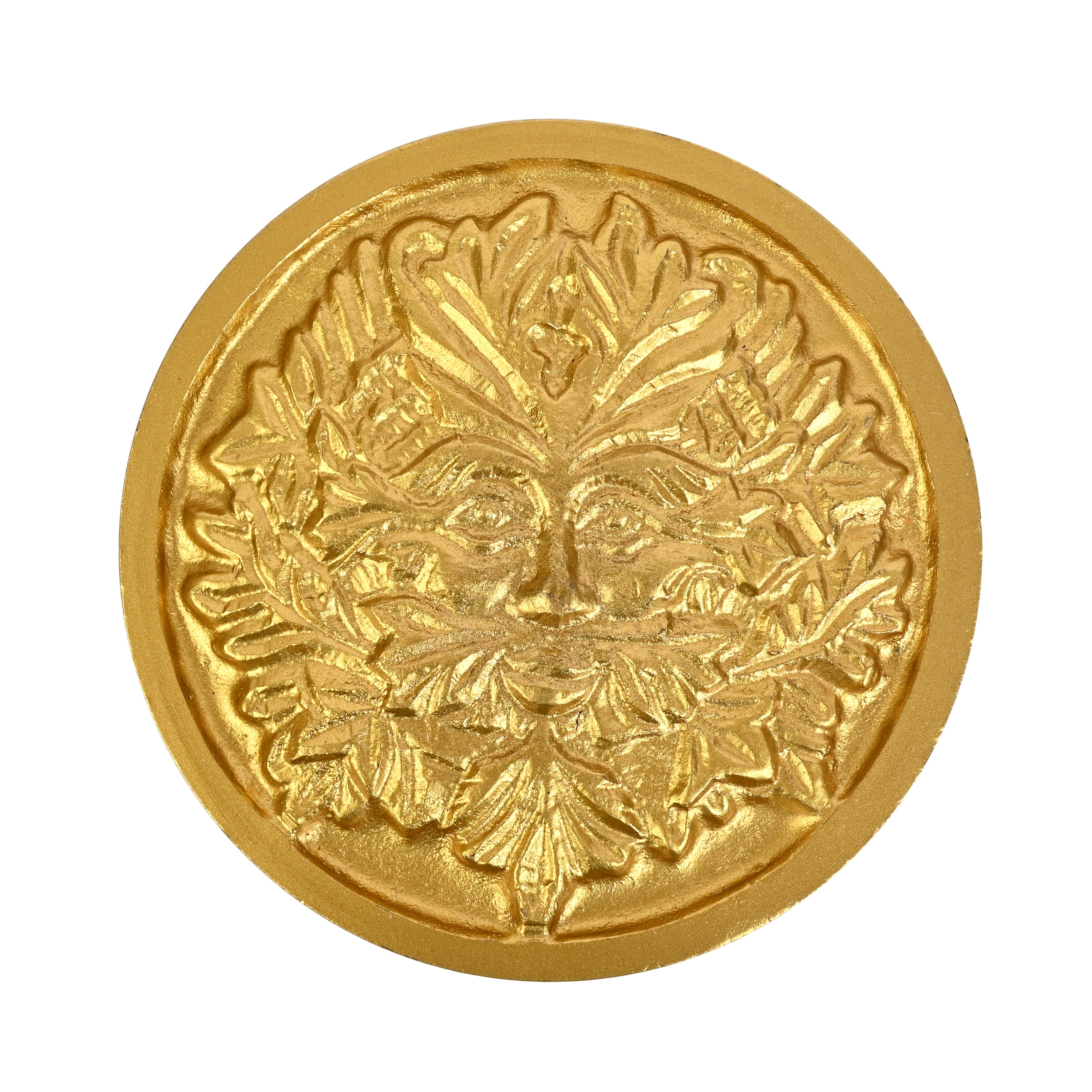 Incense Garden Solid Brass Altar Tile - Green Man -Altar Tile Gold ...