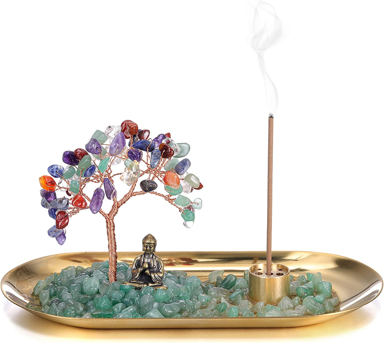 Incense Holder 7 Chakra Stone Tree Buddha Incense Stand Reiki Healing ...