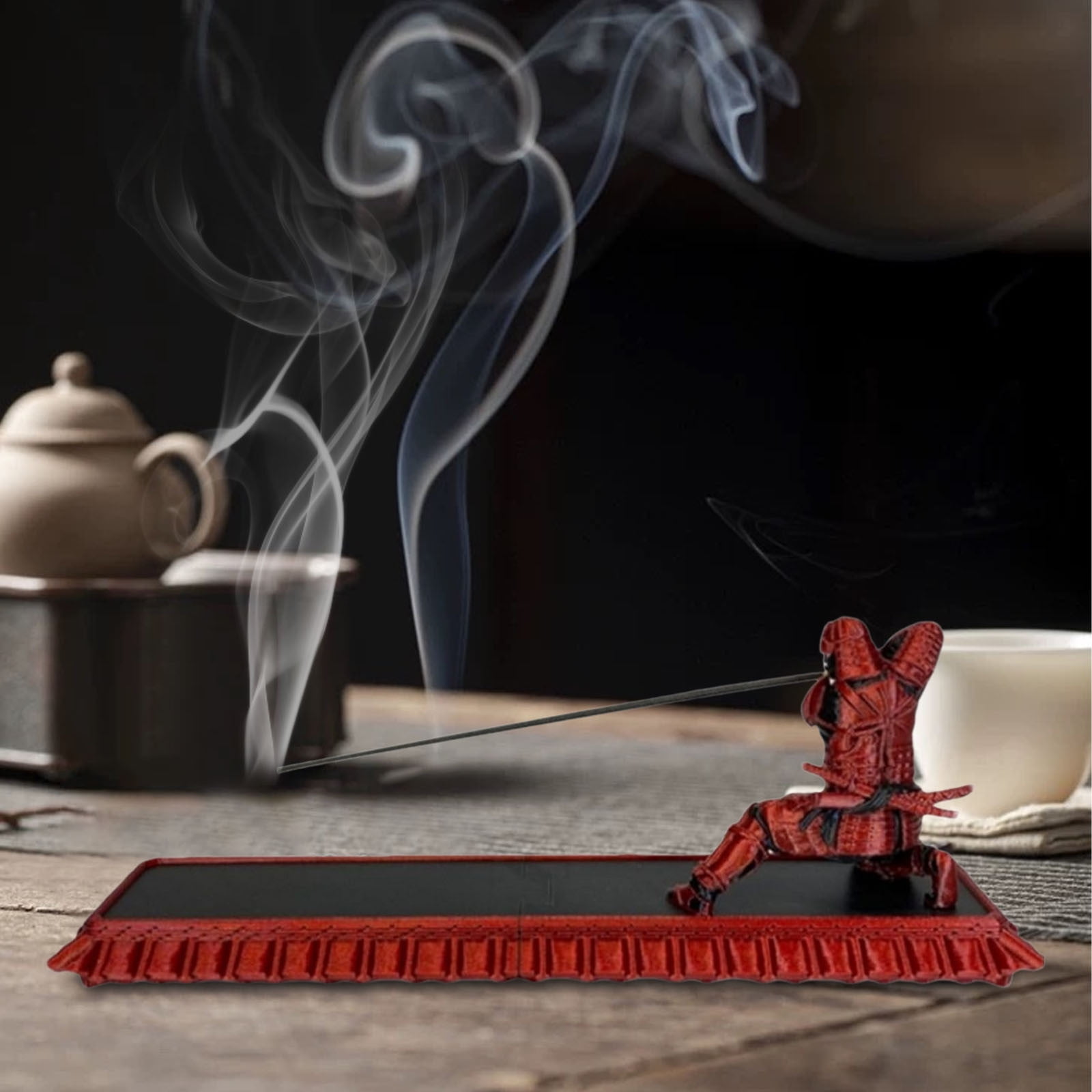 Incense Holder for Sticks Samurai Statue Japanese Decor Ceramic Insence ...