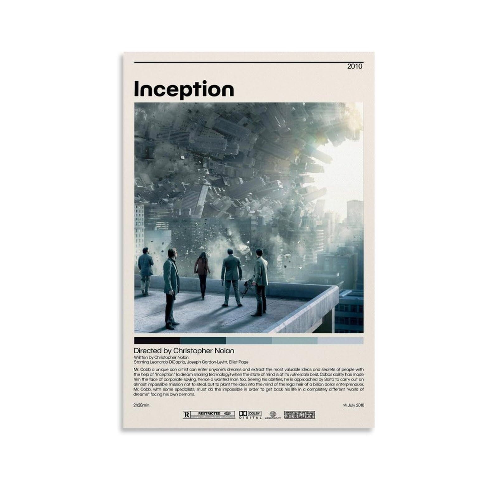 Inception Minimalist Movie Poster Vintage Poster Canvas 90s Wall Art ...