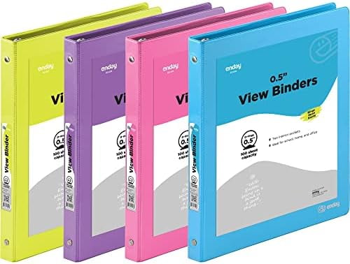 ½ Inch 3 Ring Binder .5 inch Clear View Cover with 2 Inside Pockets ...
