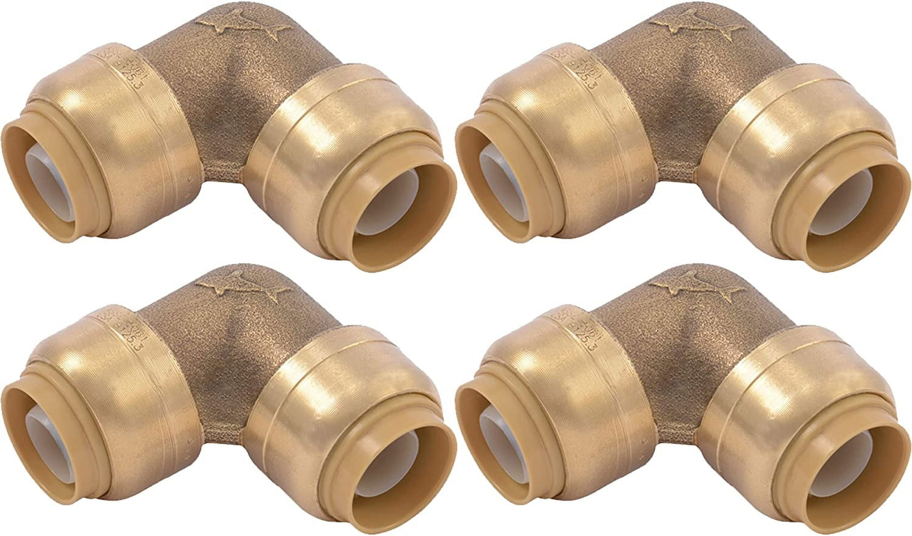Inch 90 Degree Elbow, Pack of 4, Push to Connect Brass Plumbing Fitting ...