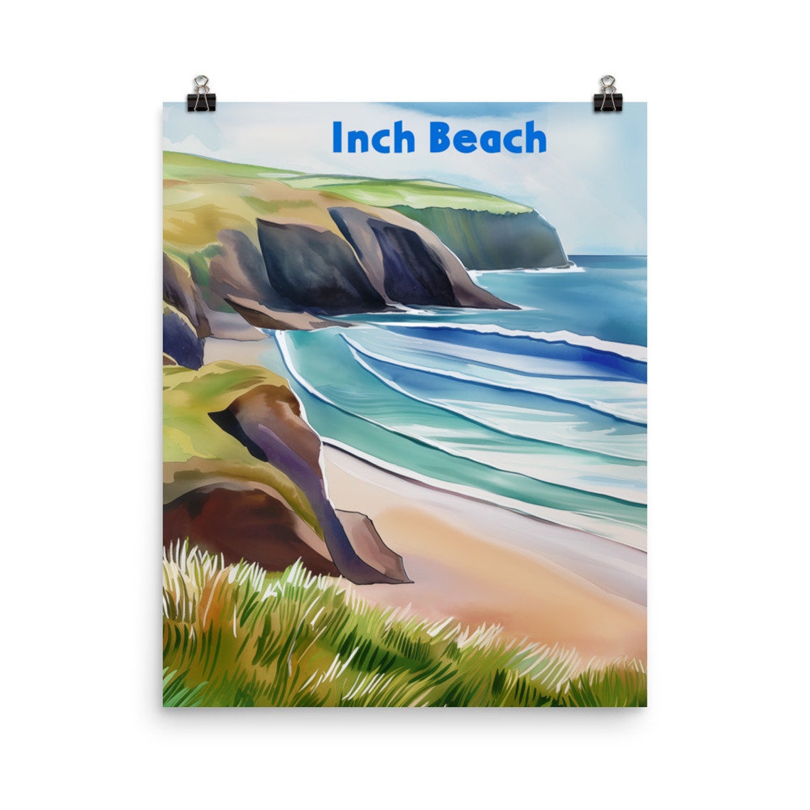 Inch Beach Print, Ireland Coastal Wall Art, Irish Travel Poster, Europe ...