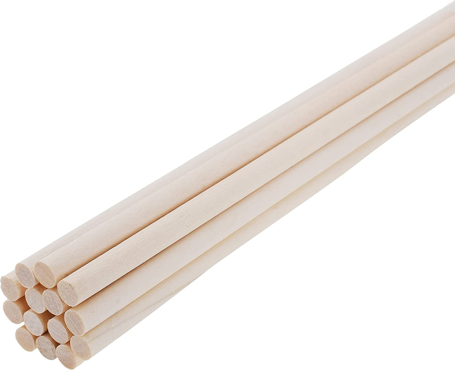 ¼ Inch Birch Wooden Dowel Rods 12 Inches - 100 Round Wood Sticks for ...