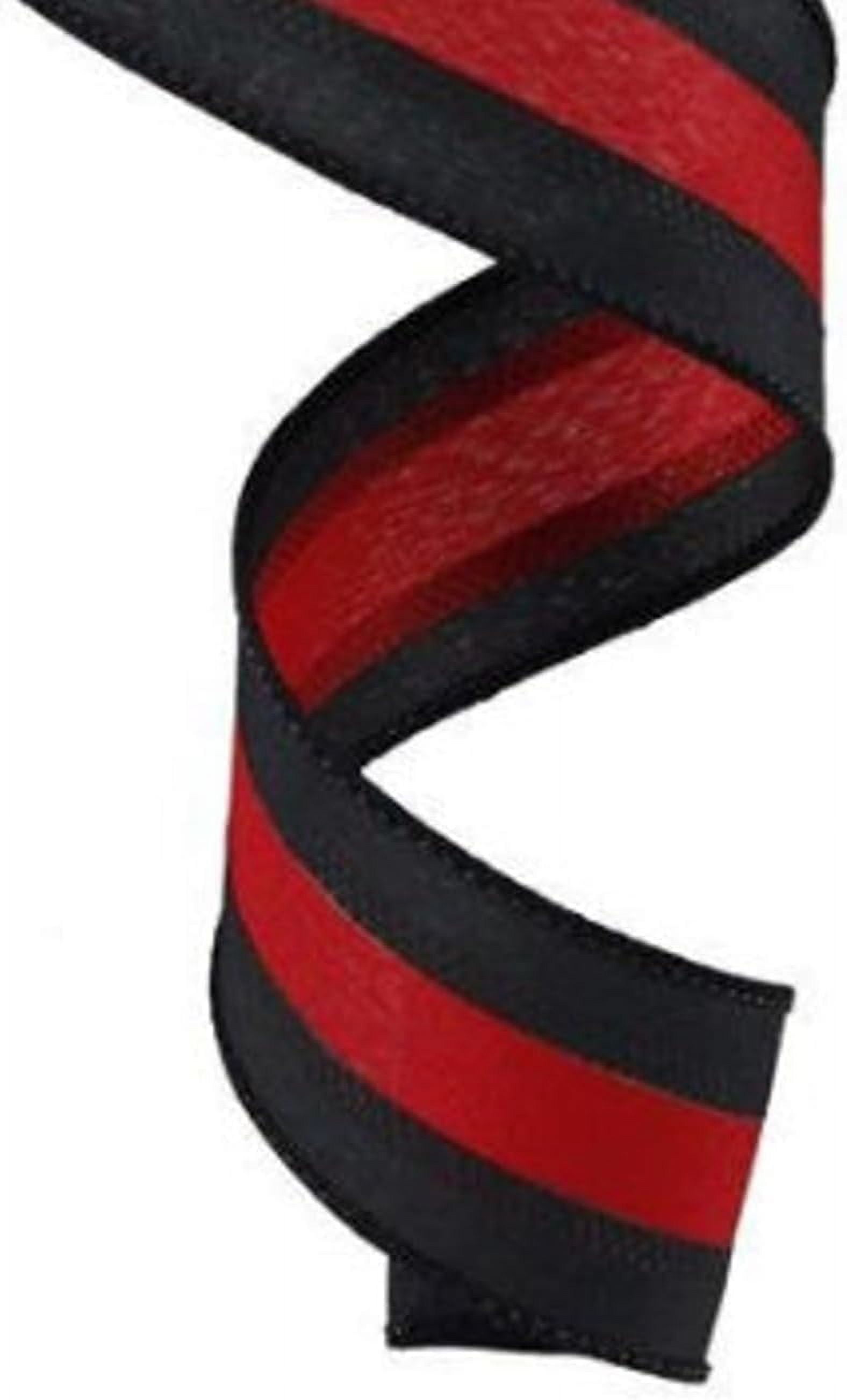 Inch Black And Red Stripe Wired Ribbon Red Line Fireman Ribbon Service ...