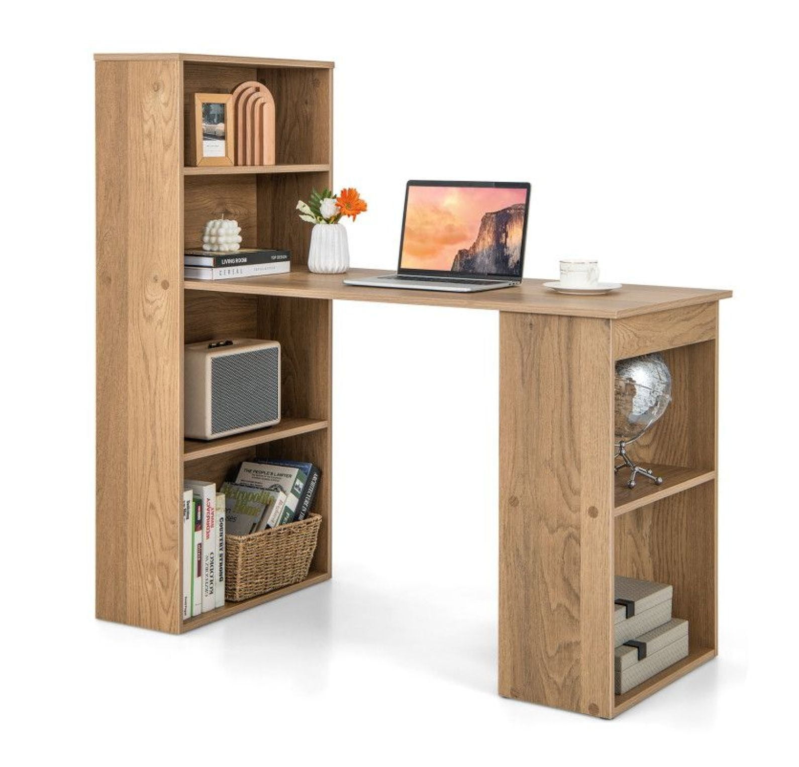 Inch Computer Desk with 4-Tier Bookcase and CPU Stand - Walmart.com