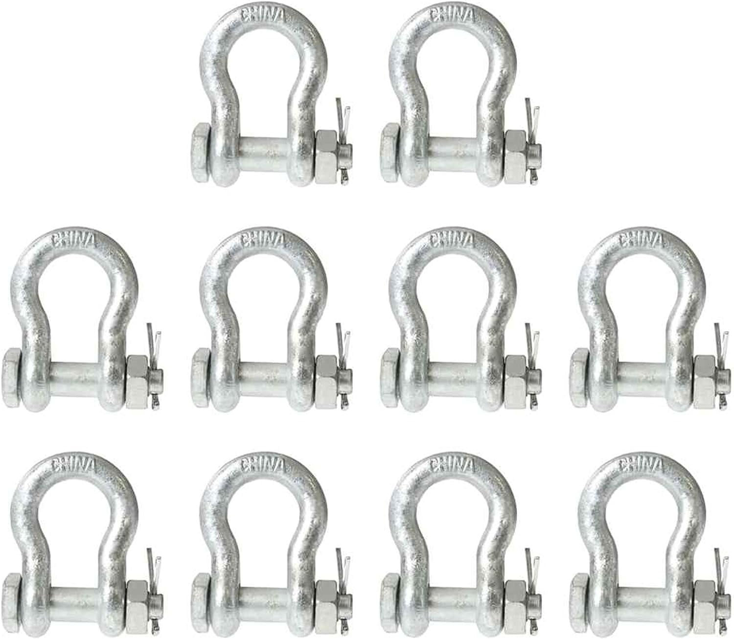 Inch Galvanized Bolt Type Anchor Shackles in a 10 Pack - Each with a 1 ...