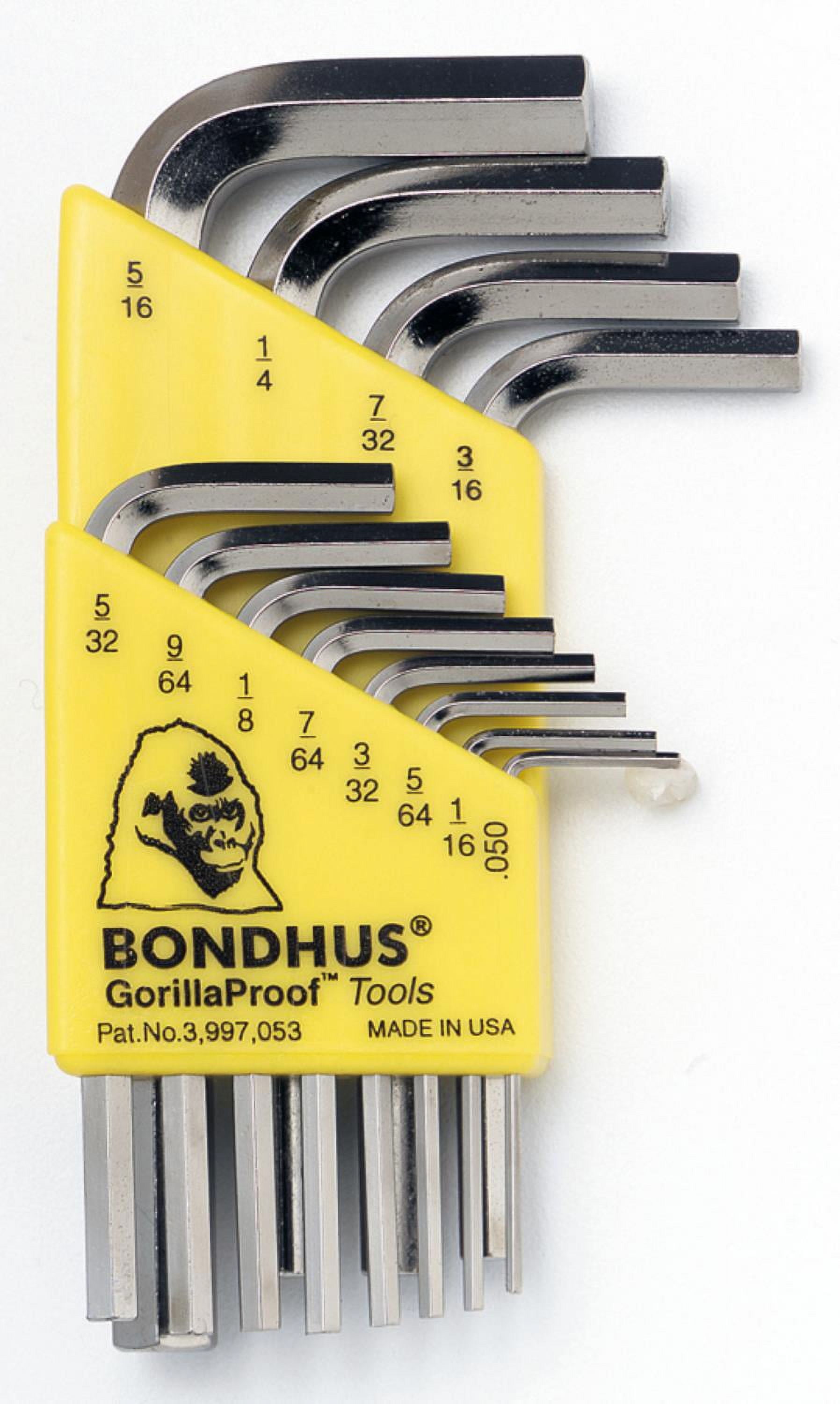 Inch Hex (Allen) Short Arm L-Wrench Set, 12pcs .050" to 5/16 ...