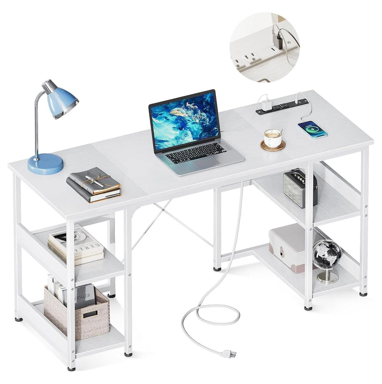 Inch Small Computer Desk with Power Outlets & USB Charging Port, Home ...