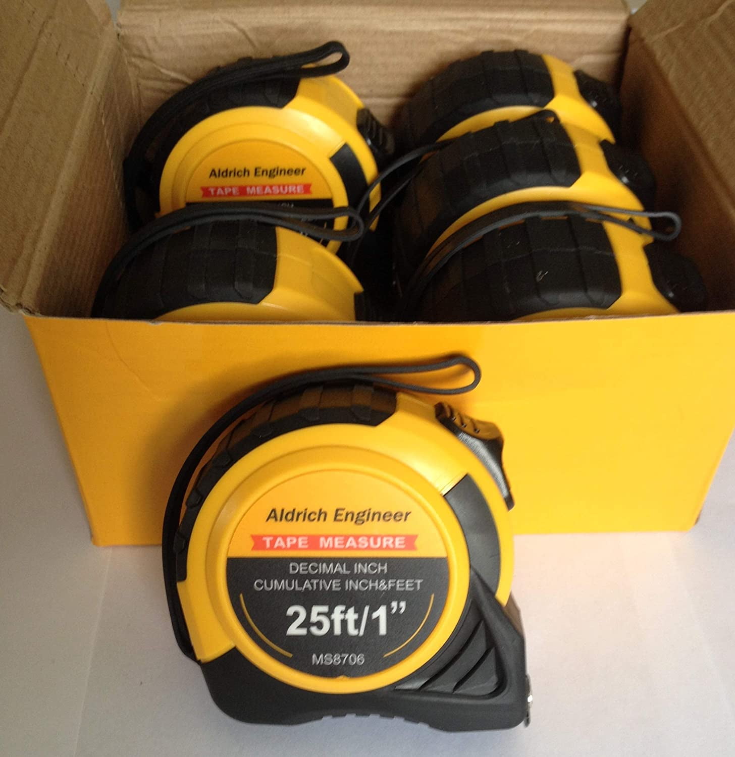 Inch Tape Measure, 25 Foot, Black Marks Even hundredths of an inch ...