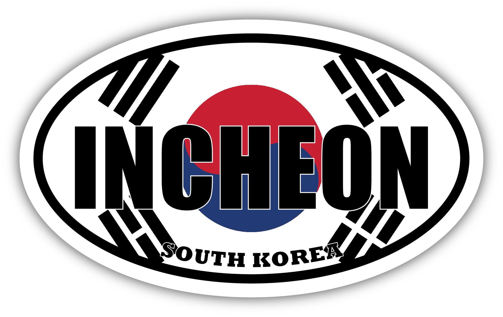 Incheon South Korea Flag Oval Decal Vinyl Bumper Sticker 3x5 inches ...