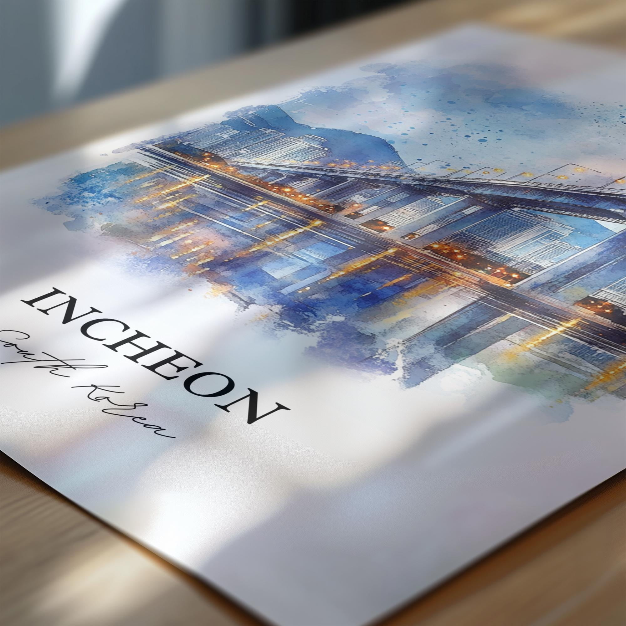 Incheon Wall Art, Seoul South Korea Watercolor, Incheon Gift, Poster ...