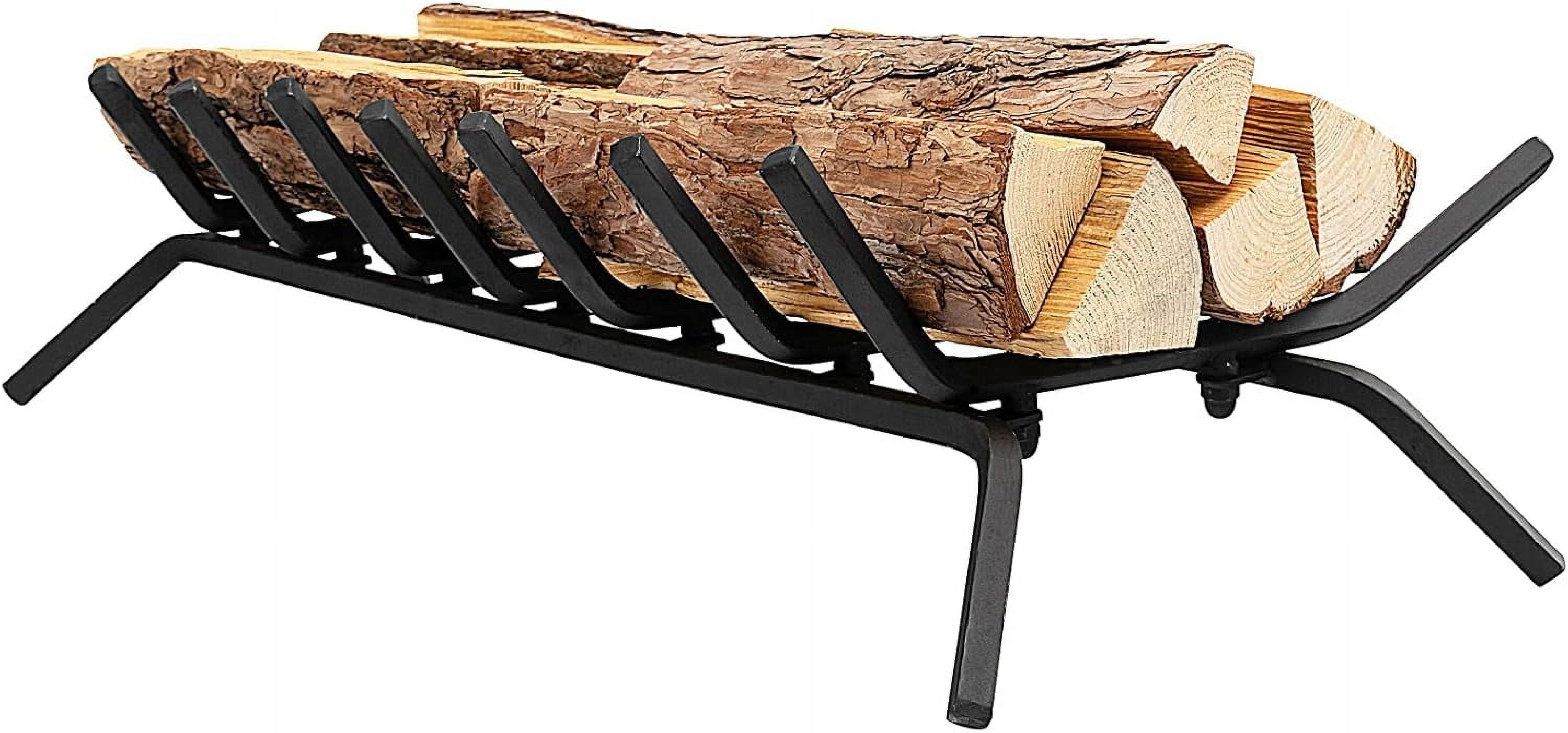 Inches Fireplace Grate, Heavy-Duty Steel Fireplace Log Grate w/V-Shaped ...