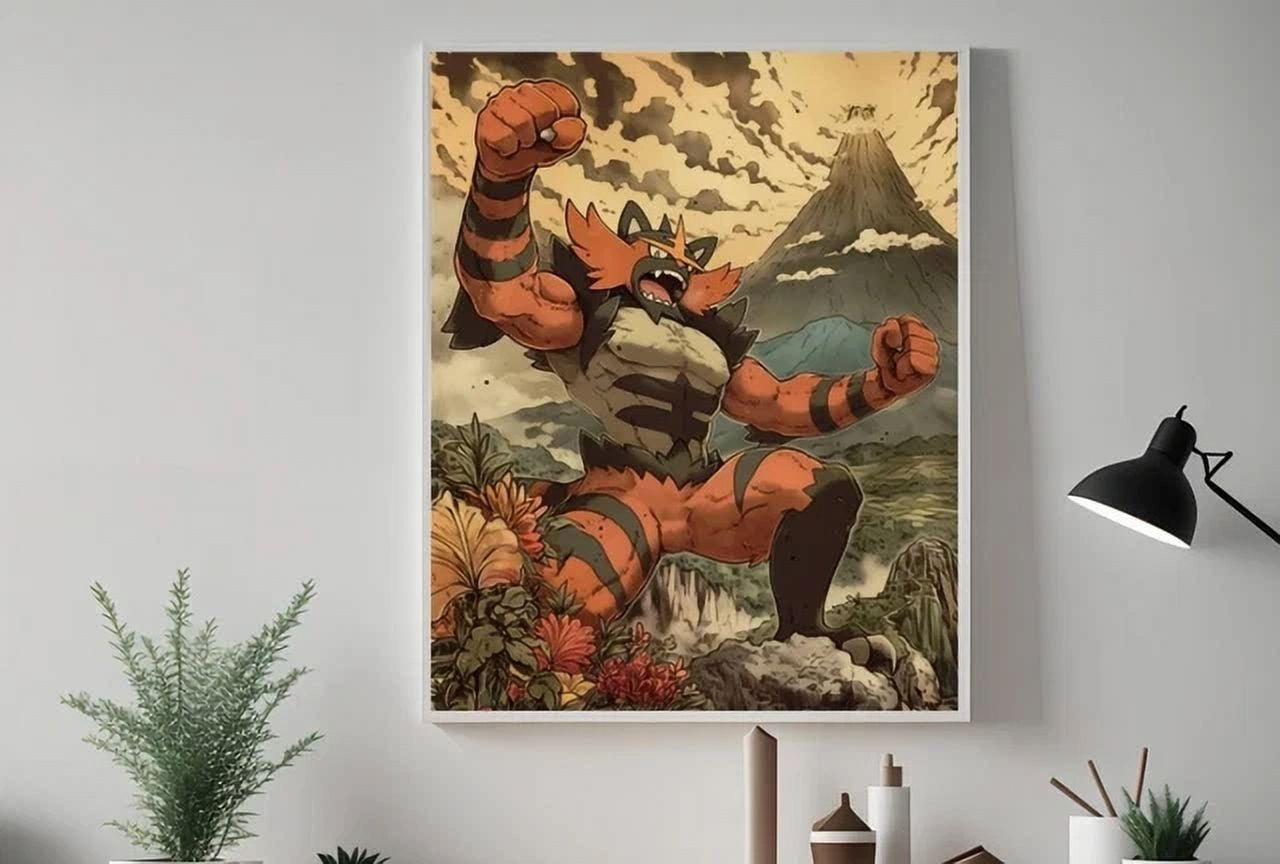 Incineroar Pokemon, Anime Poster NO FRAMED POSTER Home Decor, Vintage ...