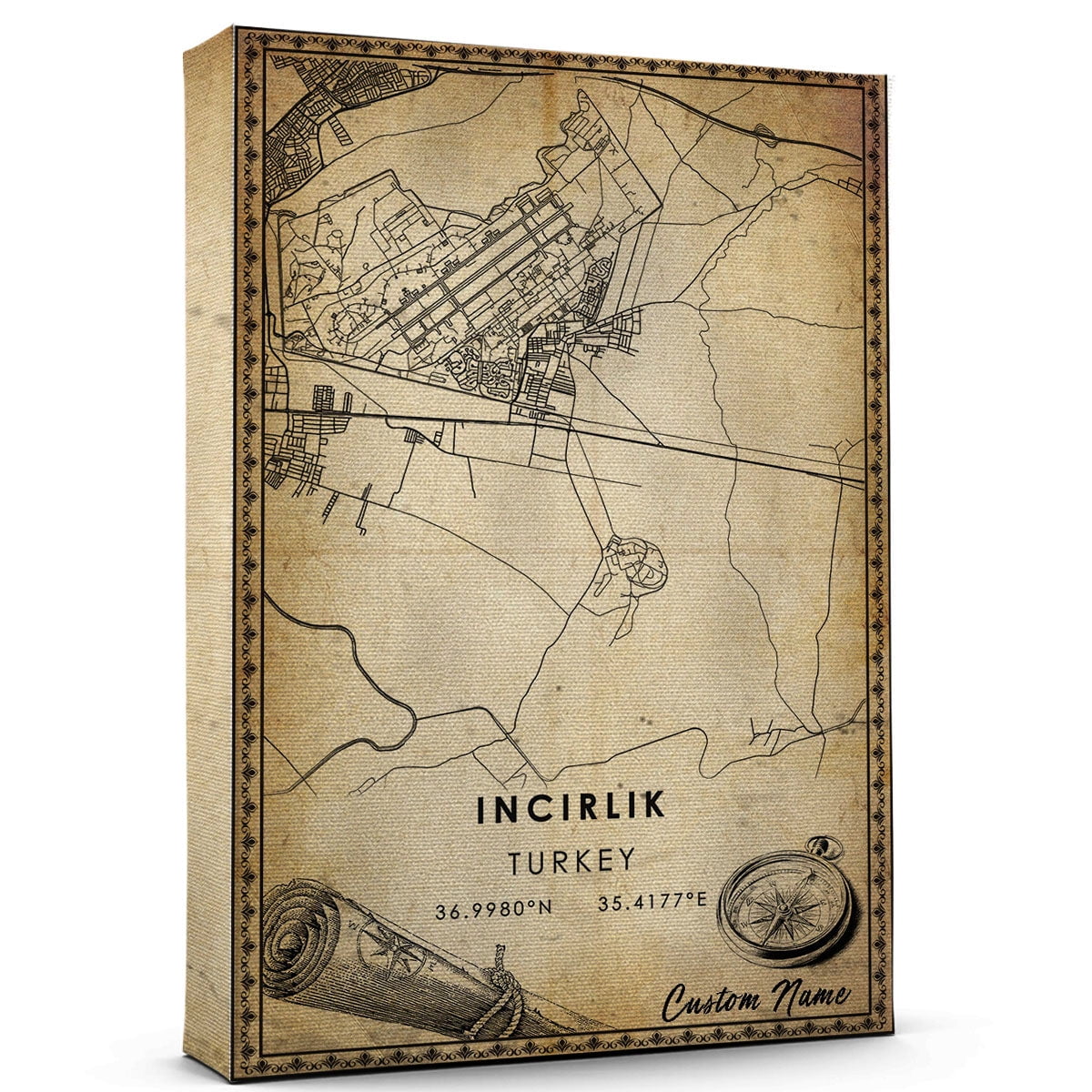 Incirlik Map Poster, Turkey Map Art Poster, Canvas, Incirlik Map City ...