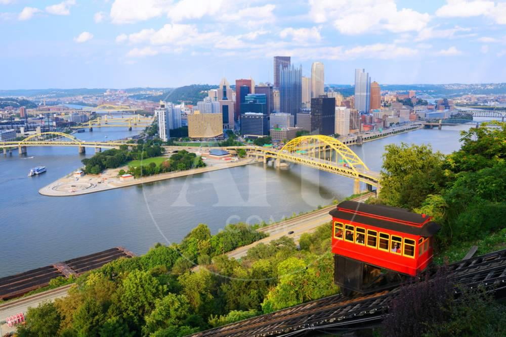 Incline Operating in Front of the Downtown Skyline of Pittsburgh ...