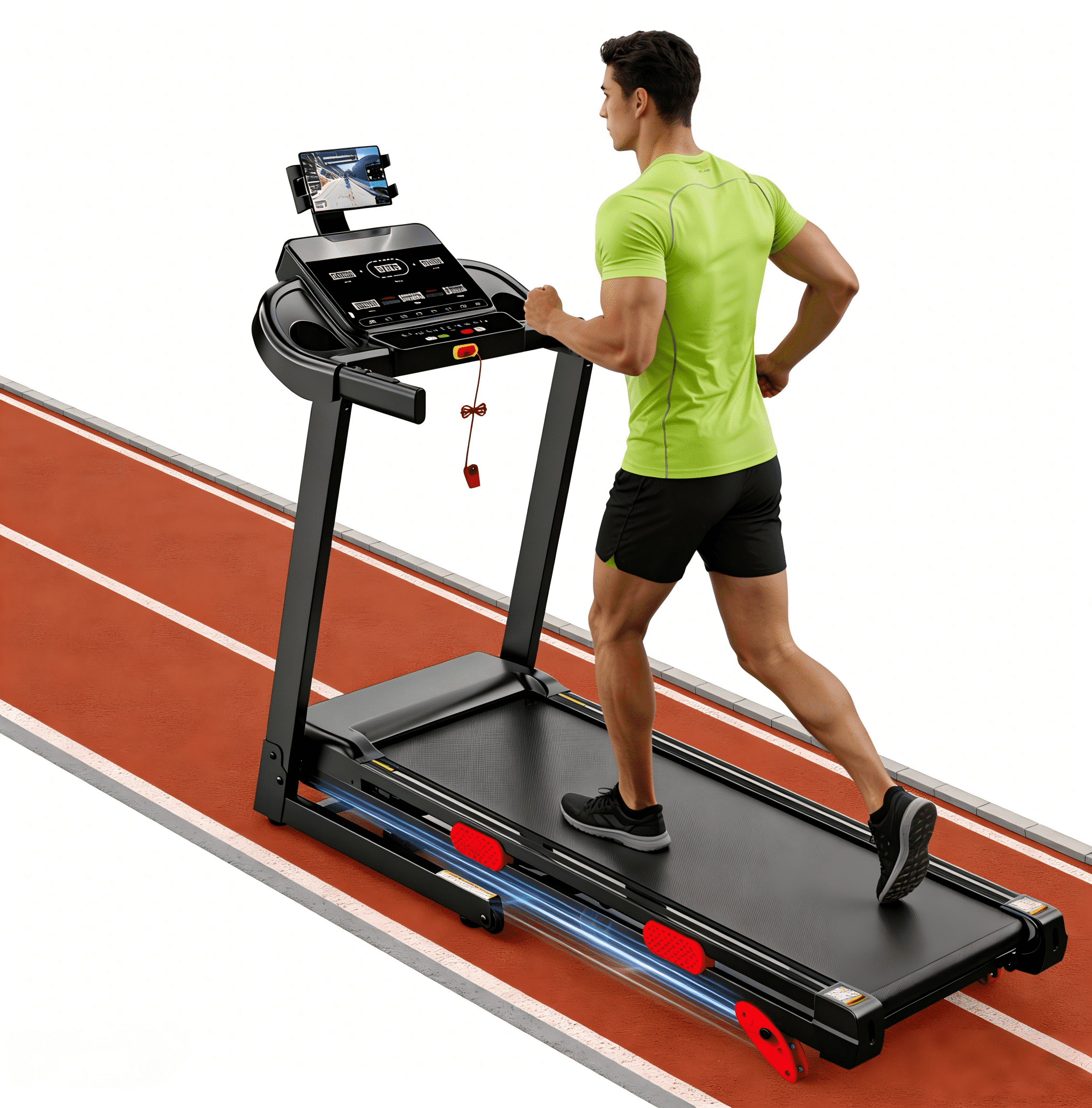 Incline Treadmill with Dual Brushless Motor, Easy Folding & Equipment ...