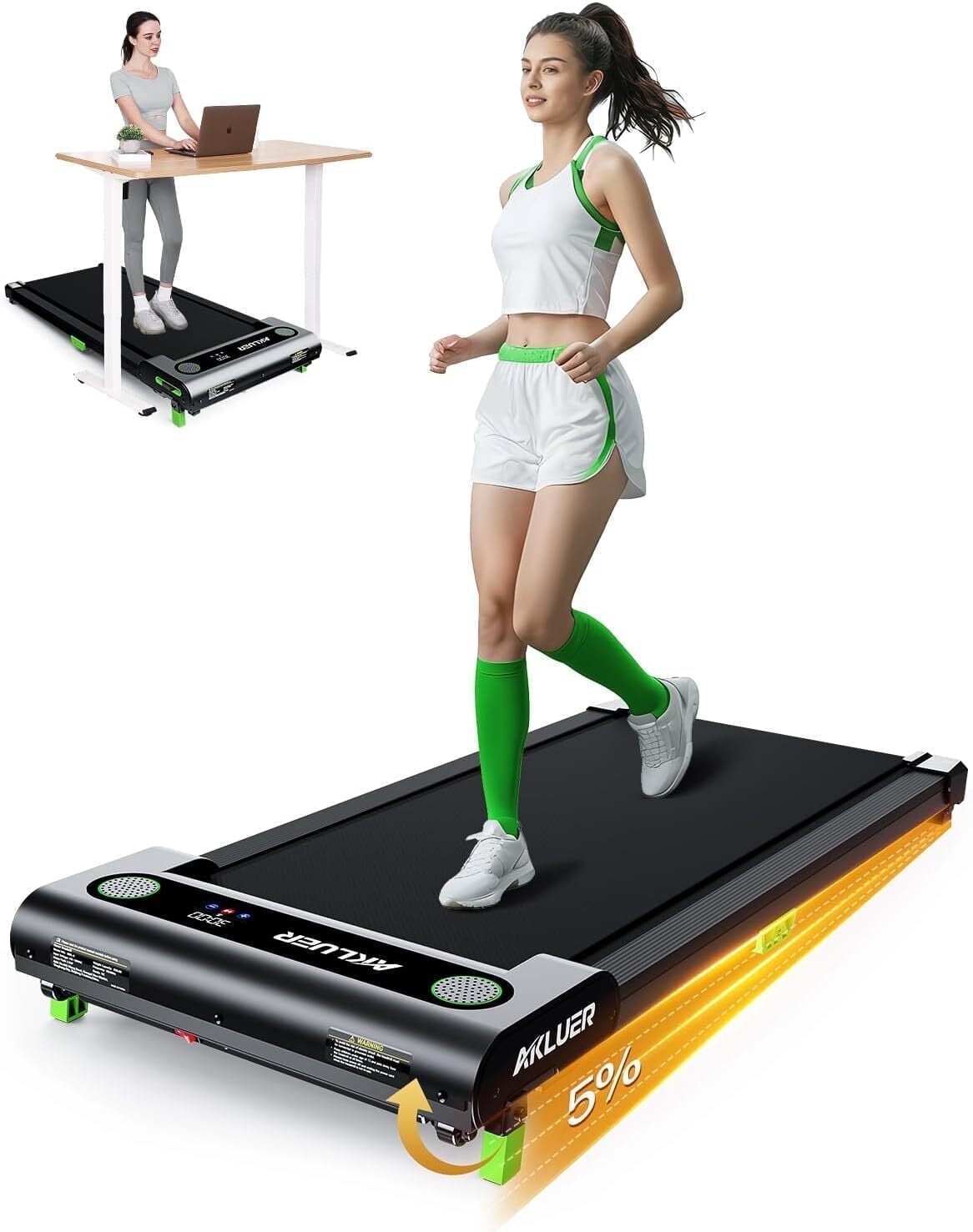 AKLUER Incline Treadmills for Home, 2.5 HP Walking Pad Under Desk ...